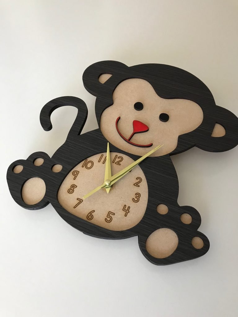 Laser cut wooden Monkey wall clock for Nursery | By Dezign Gifts